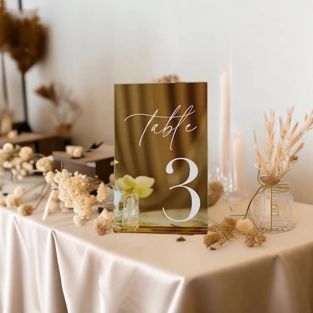 Свадебный номер стола "Table 3" Mirror Gold
