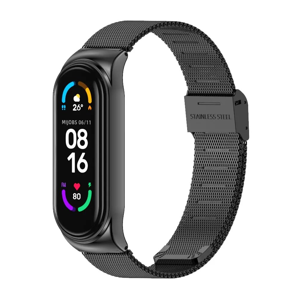 Черный Milanese ремешок Mijobs для Mi Band 6 5