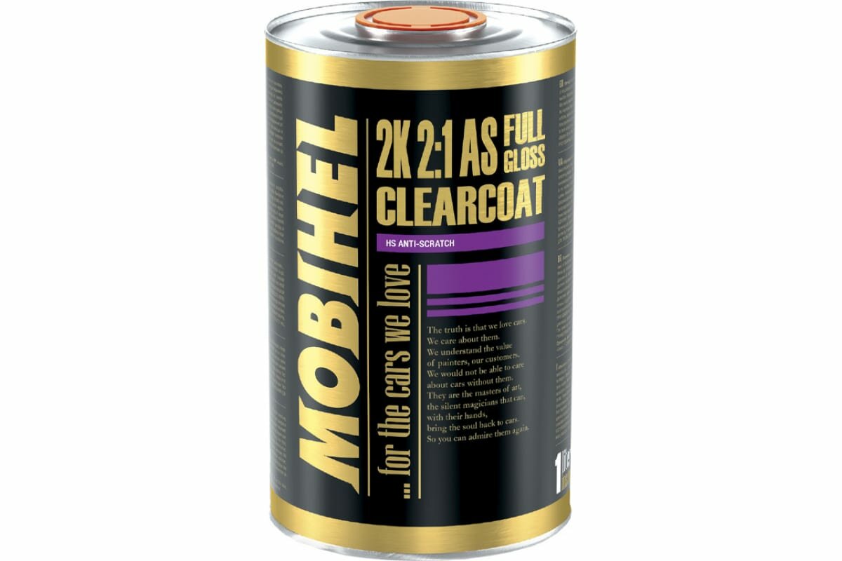 MOBIHEL бесцветный лак 2K HS 2:1 FG anti-scratch, 1 л 47900102 для кузовов