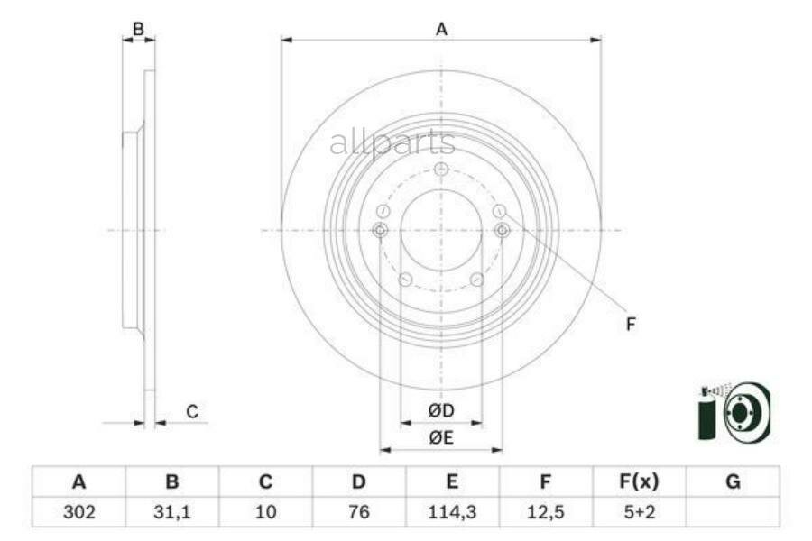 BOSCH 0986479E46 Тормозной диск задний