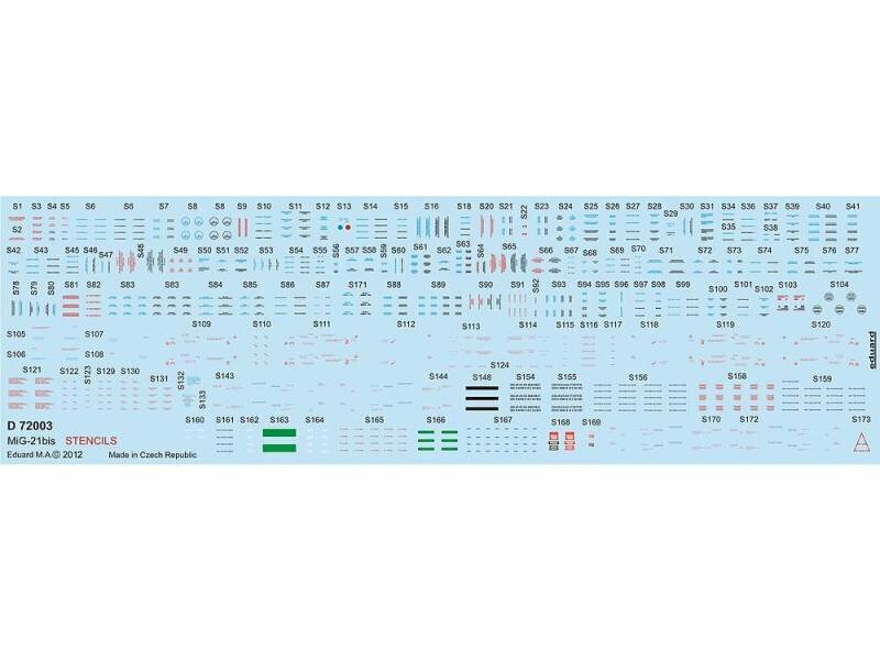 Декаль МиГ-21 бис технические надписи. Масштаб 1:72