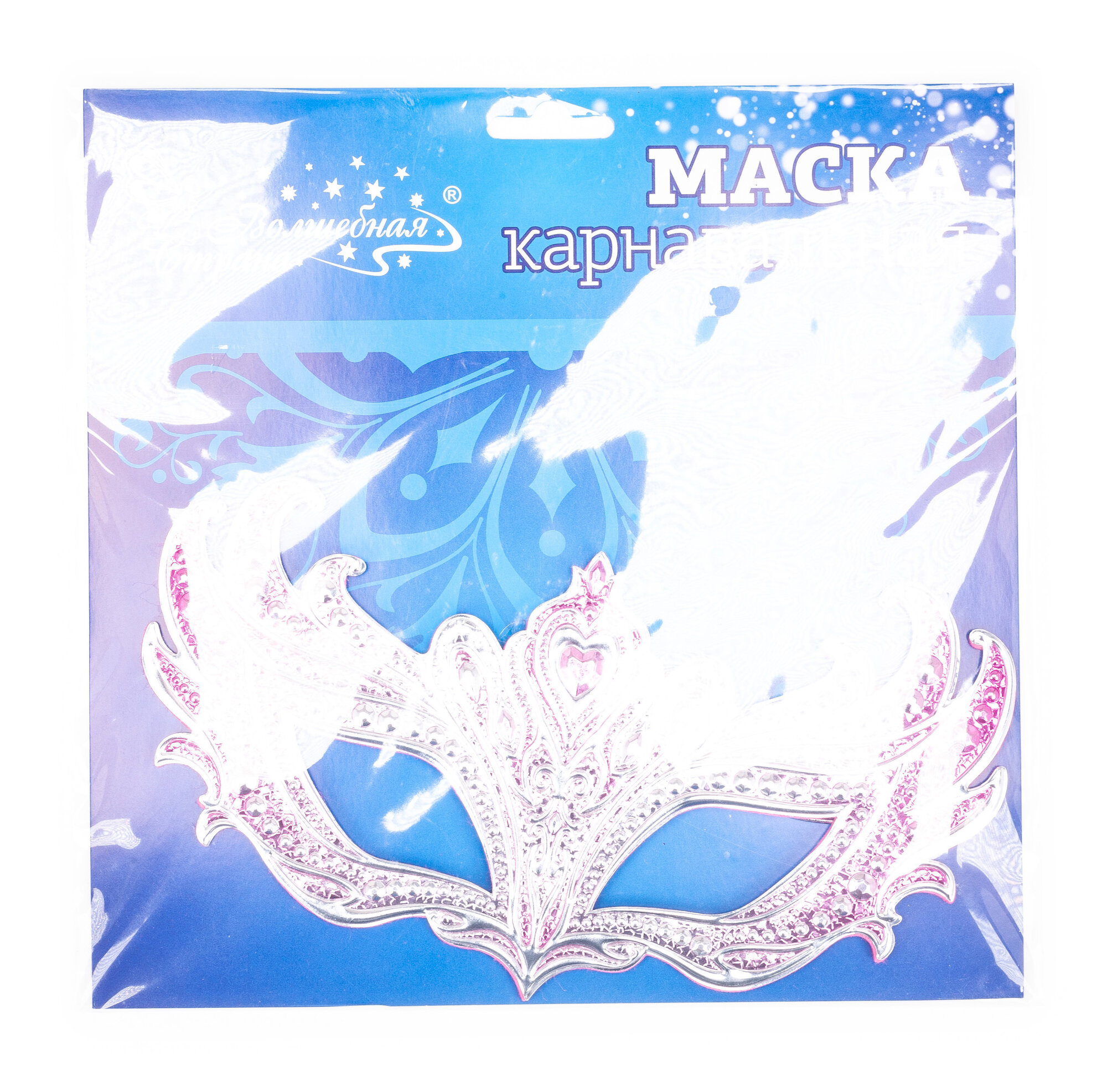 Маска карнавальная Волшебная Страна MKA0216V 003177, из ПВХ, розовая, 254х246мм / товары для праздников