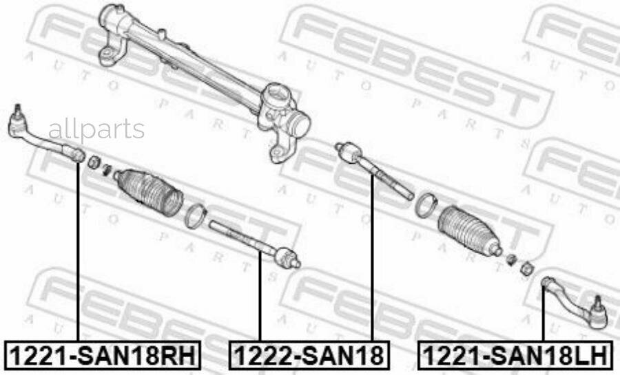 FEBEST 1222-SAN18 Тяга руL KIA SORENTO 02 2002-2006 [EUROPE + RUSSIA] FEBEST 1222-SAN18