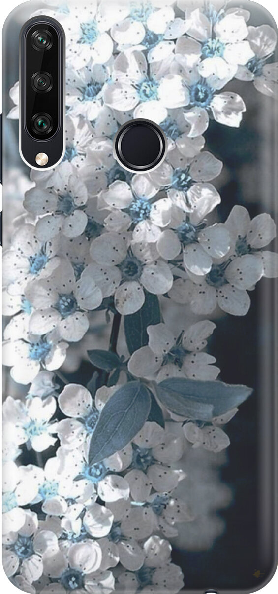 Силиконовый чехол Бело-голубые цветочки на Huawei Y6P / Хуавей У6Р