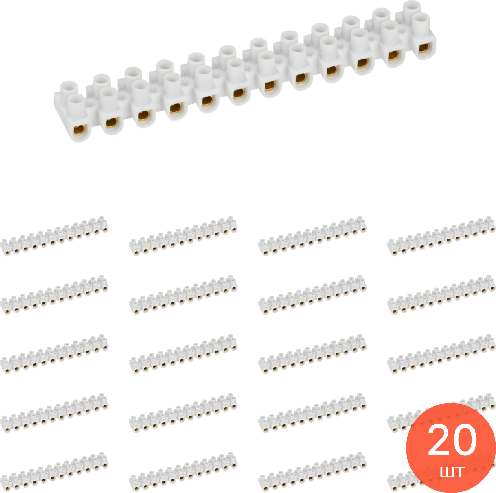 Клеммная колодка IEK / ИЭК ЗВИ-3 н/г винтовая, в корпусе из полистирола, белая, 12 пар, сечение 1.0-2.5мм2, 3А, 400В / электрика (комплект из 20 шт)