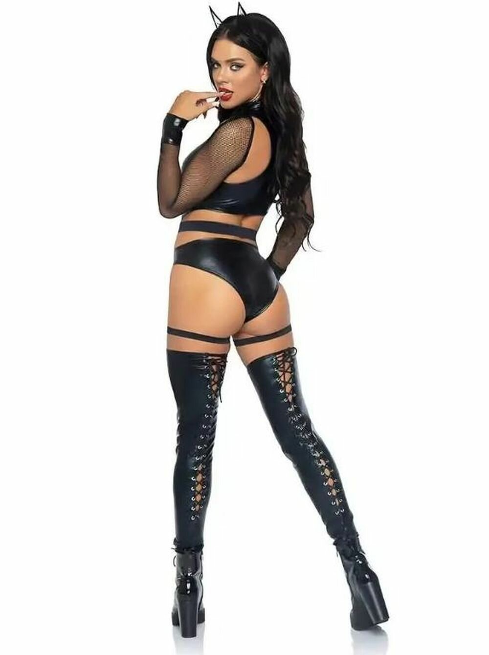 Костюм эротический "Женщина-Кошка", черный, с аксессуарами, размер One Size