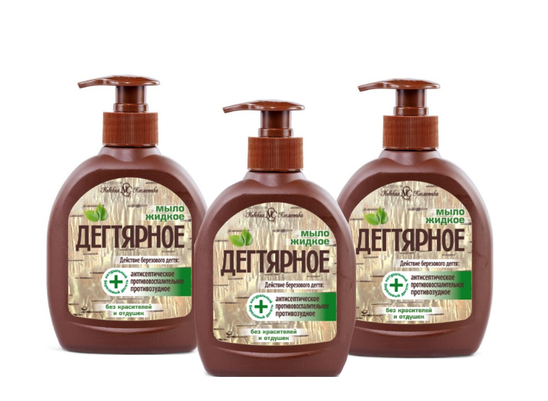 Мыло жидкое Невская Косметика "Дегтярное", для бани и душа, гипоаллергенное, 300 мл, 3шт
