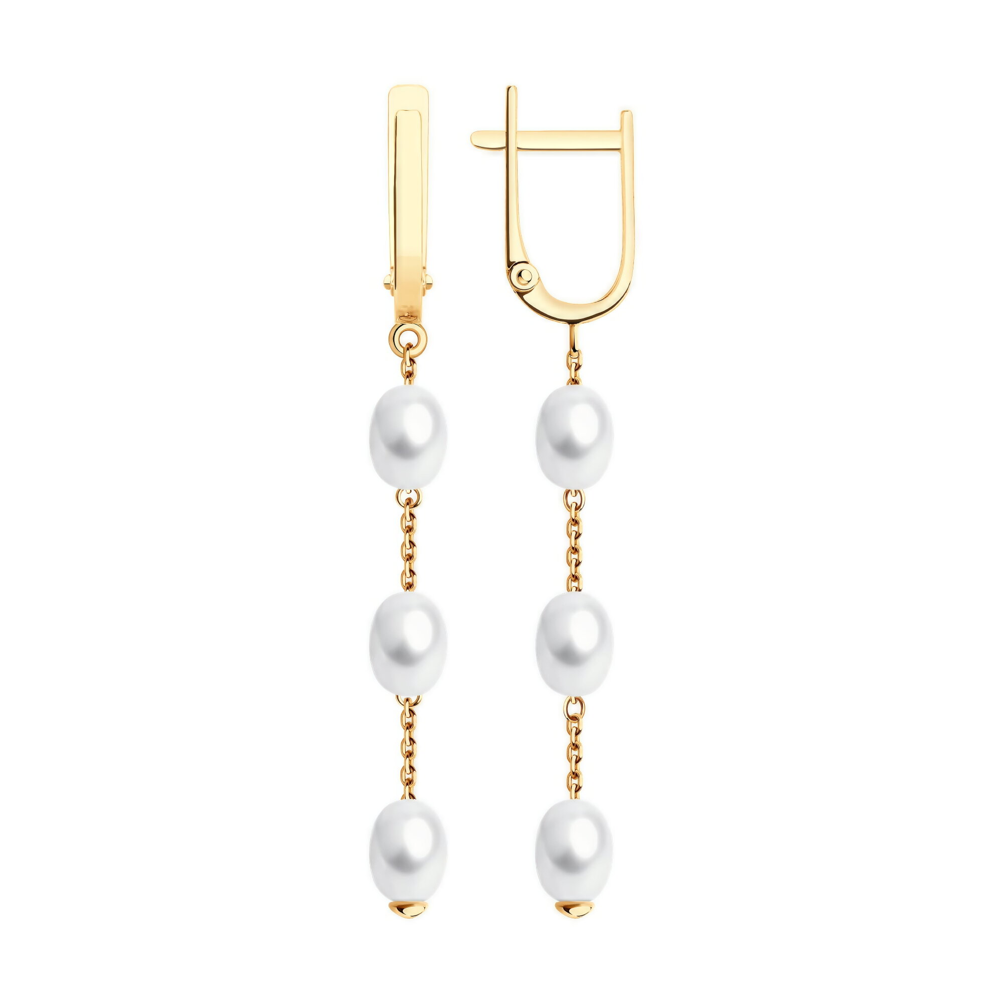 Серьги, красное золото, 585 проба, жемчуг