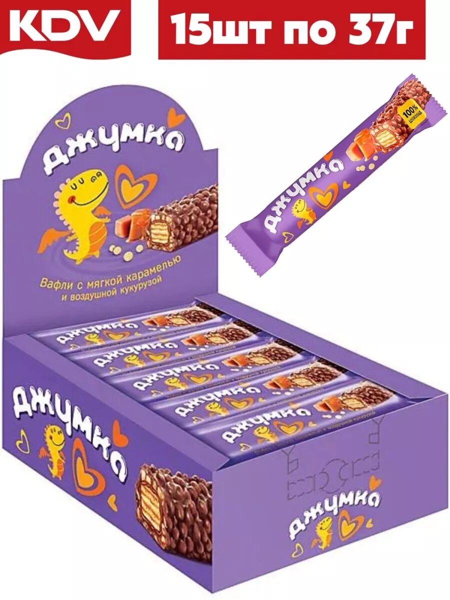 Вафли джумка мягкая карамель+воздушная кукуруза 15шт по 37гр