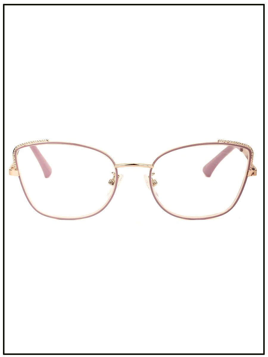 Готовые очки для чтения розовые с диоптриями +4.00 футляр, форма овальная, металлические, женские