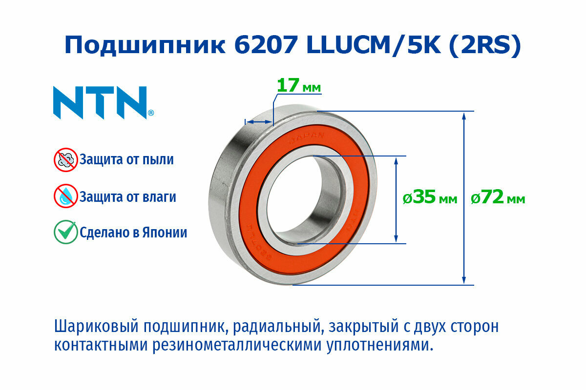 Подшипник 6207 LLUCM/5K (2RS) NTN