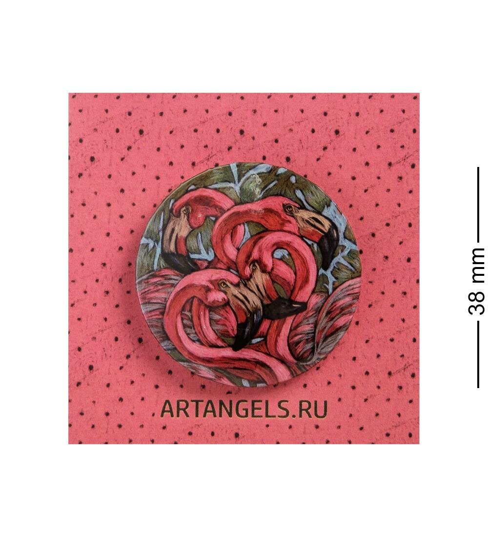 Закатный значок "Страстный фламинго" A2152397 Artangels, Металл, бумага, ламинация