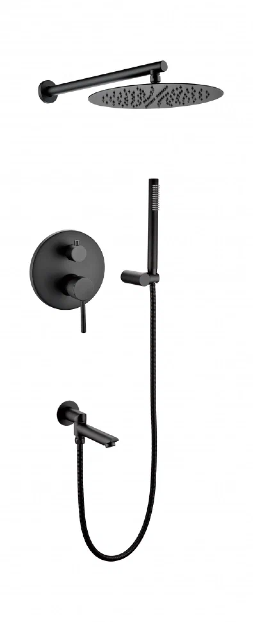 Душевая система скрытого монтажа Grocenberg GB5099BL-1 Черный матовый, высокий душ