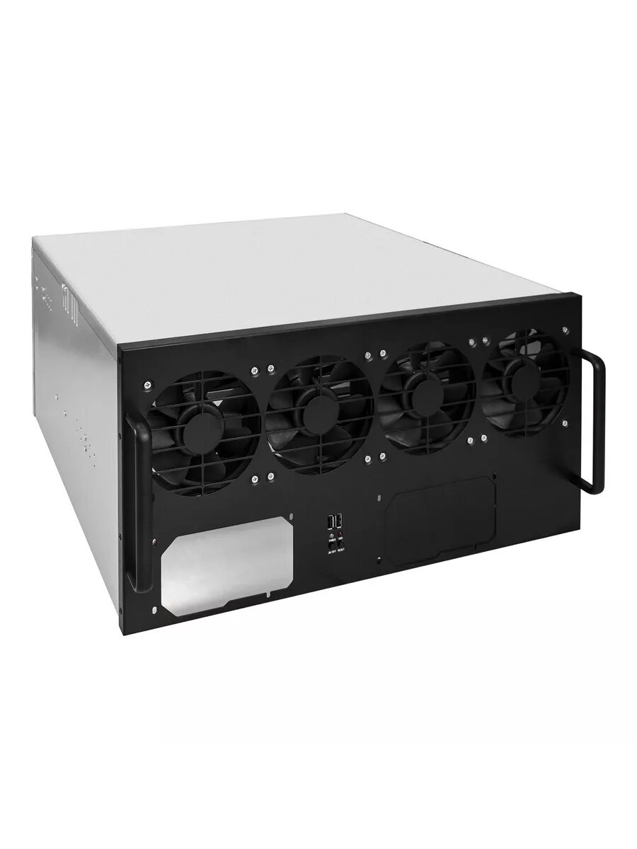 Корпус для майнинга ExeGate Pro 8-430 без БП, 2*USB, 4*fan 120мм, места под 8 видеокарт