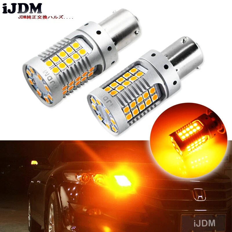 IJDM автомобиль BAU15S светодиодный Нет Hyper Flash желтый 48-SMD 3030 светодиодный 7507 PY21W светодиодный лампы для указателей поворота, Canbus без ошибок