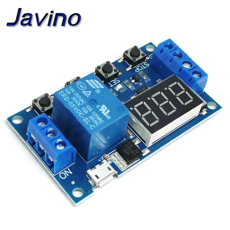 Таймер задержки реле Javino LED, 10A, micro relay — фото 1