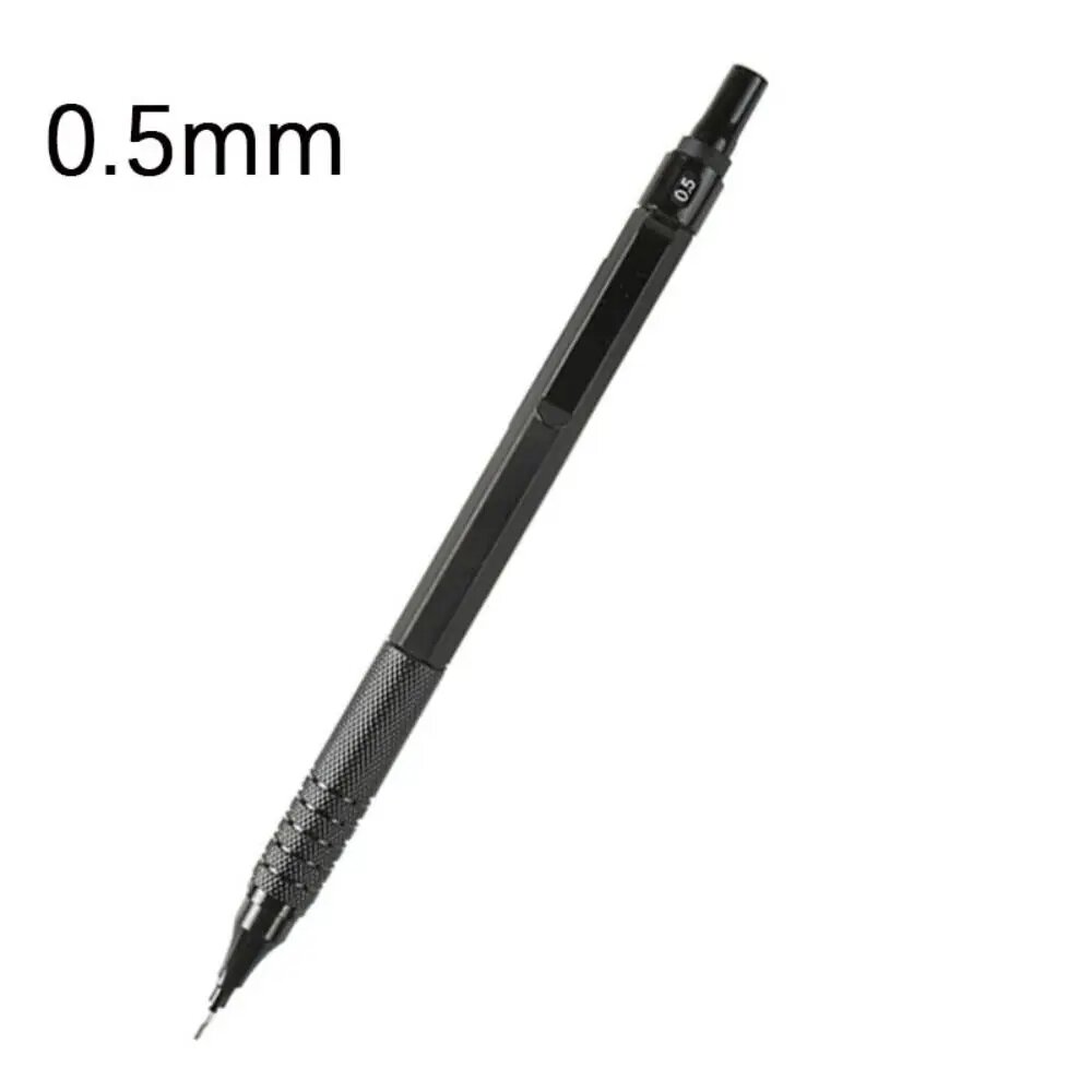 Механический карандаш металлический 0,3/0,5/0,7/0,9/2,0 мм Черный, Black-0.5mm