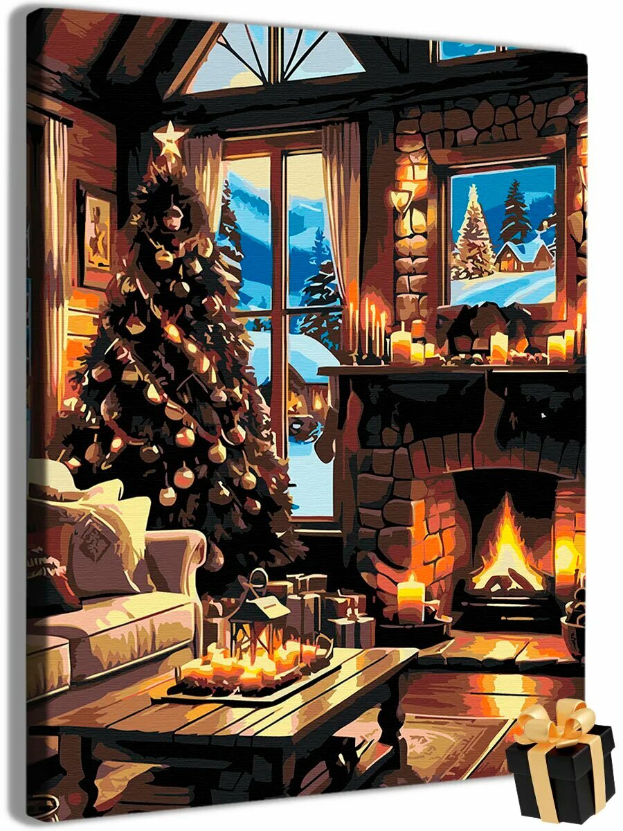 Картина по номерам камин