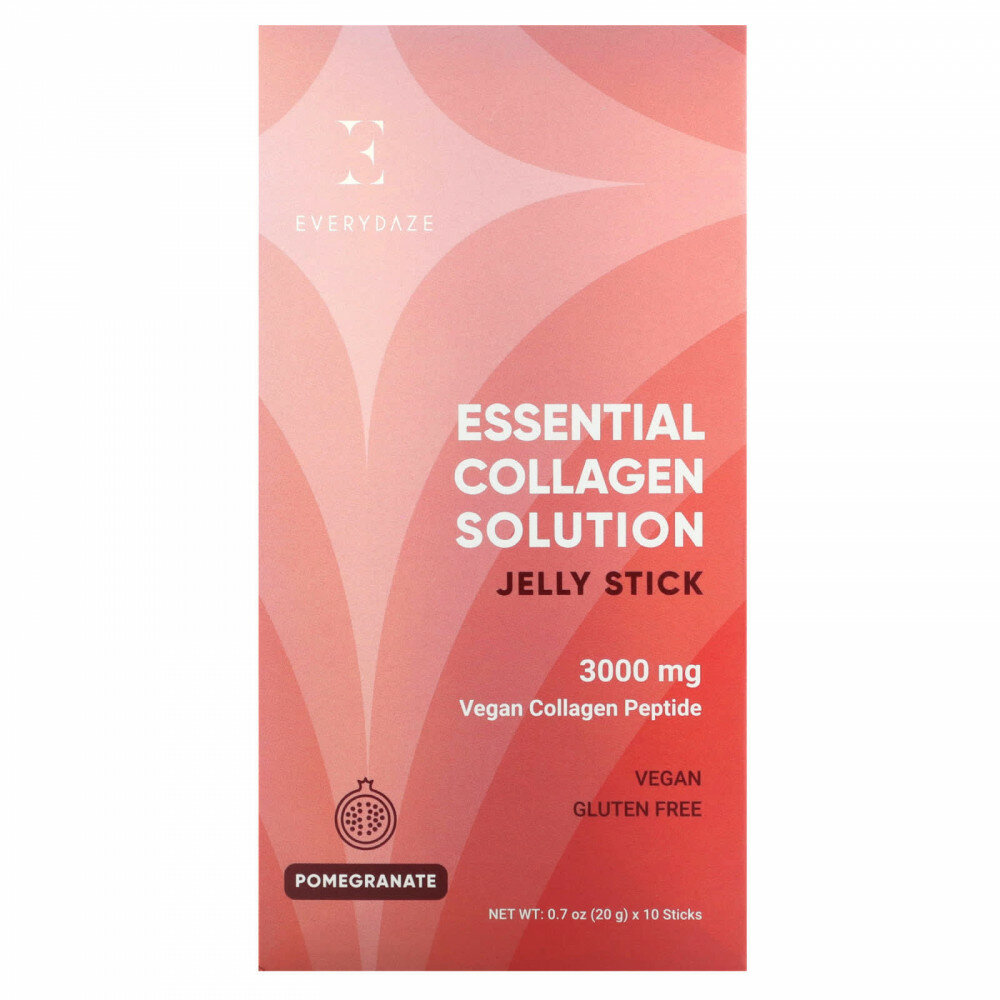 Everydaze, Essential Collagen Solution, желейные стики с коллагеном, гранат, 10 стиков по 20 г (0,7 унции)