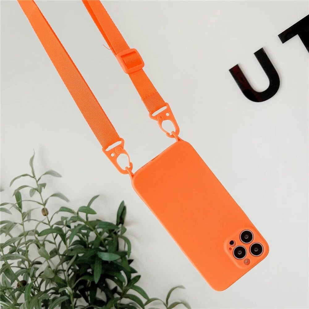 Чехол для телефона со шнурком через плечо для iPhone 15 Pro, силиконовый чехол для телефона с регулируемым шейным ремешком, мягкий противоударный чехол с ремешком на шею