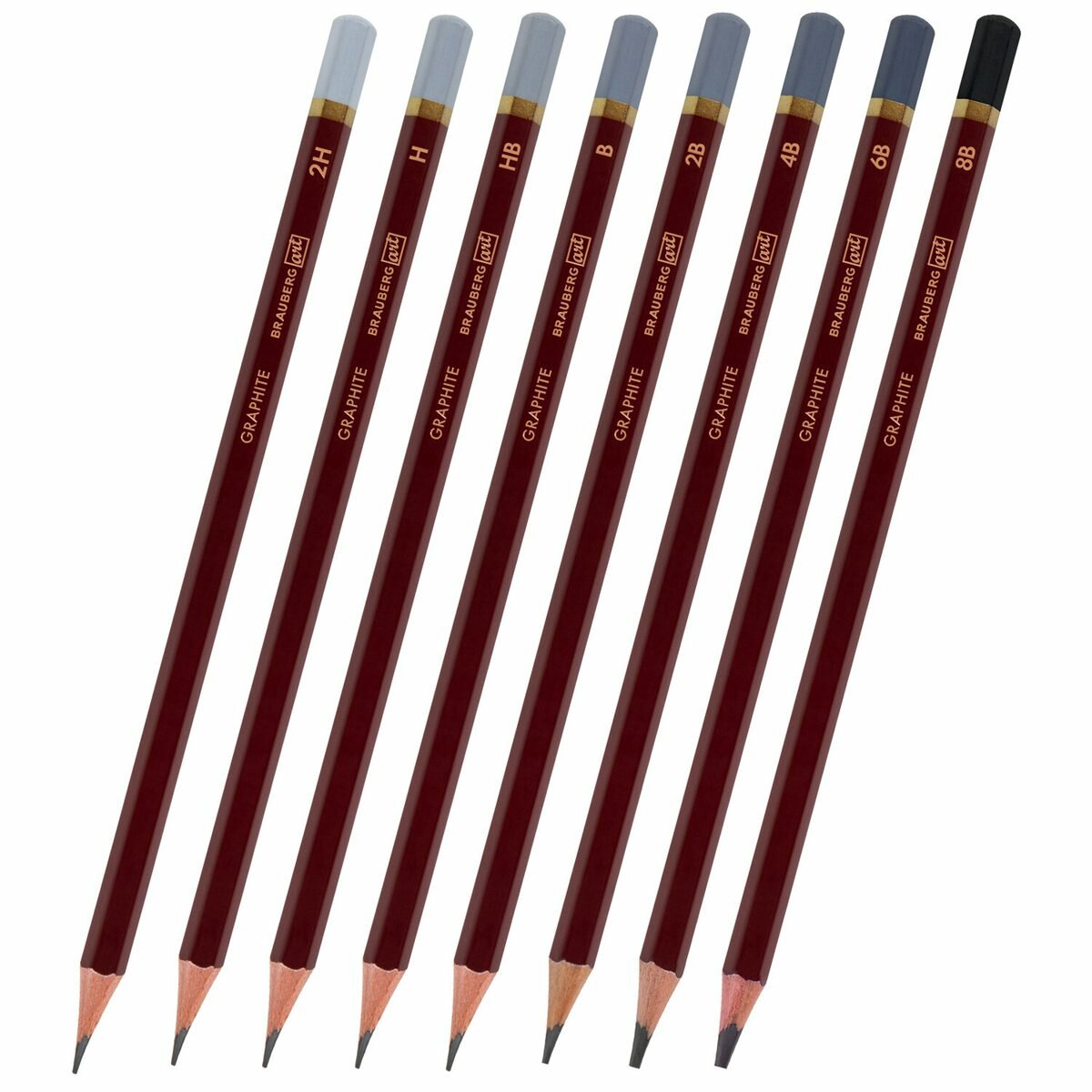 Набор чернографитных карандашей Brauberg Art Premiere (2H-8B, без ластика, художественные) 8шт. в пенале (181894), 50 уп.