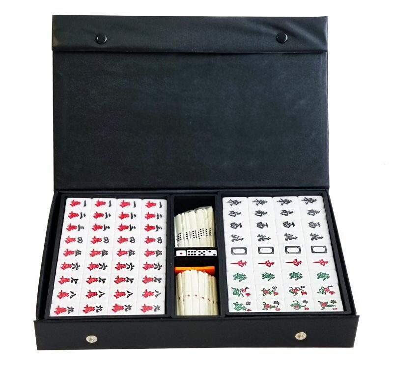 Настольные игры Partida Маджонг в кожаном кейсе (синие фишки)