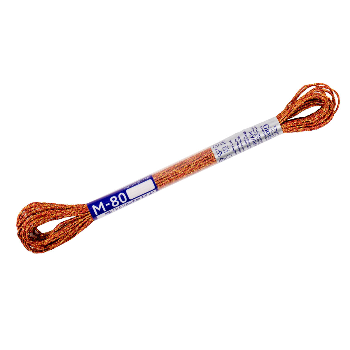 Мулине "Gamma" NM металлик 100% полиэстер 8 м M-80 красный/золотистый