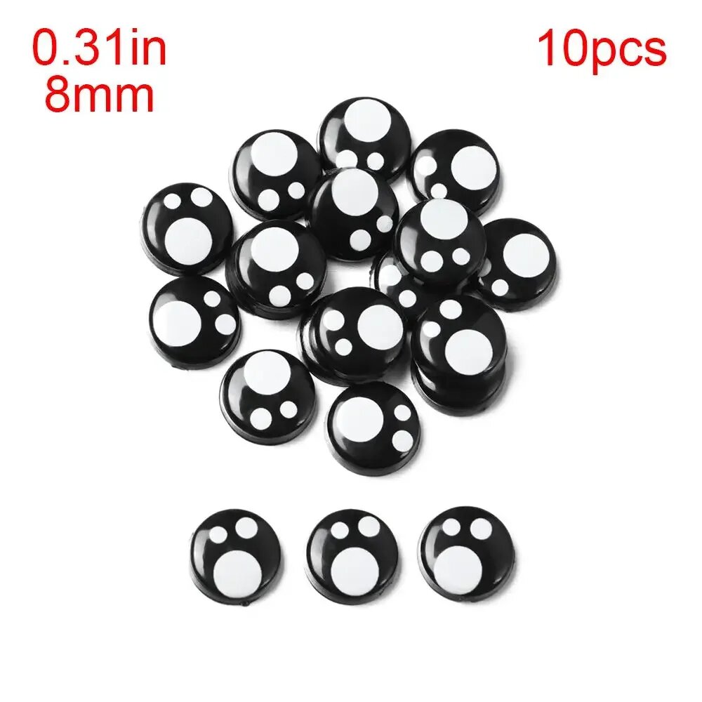 Пластиковые глаза для кукол 8mm, черные, 20шт