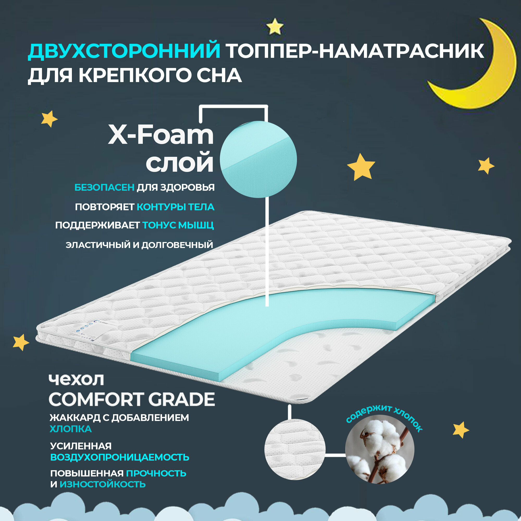 Матрас-топпер X-Sleep Basics Evento 70х140, на кровать, на диван, беспружинный — фото 1