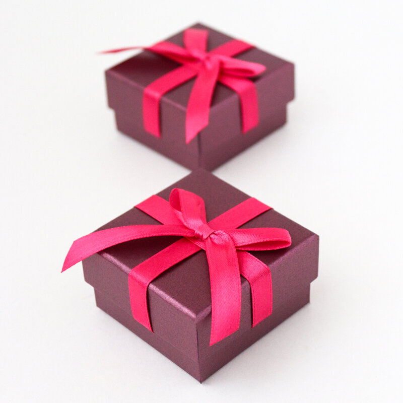 Футляр с бантиком для украшений, картонный, под кольцо, серьги, подвеску, гарнитур