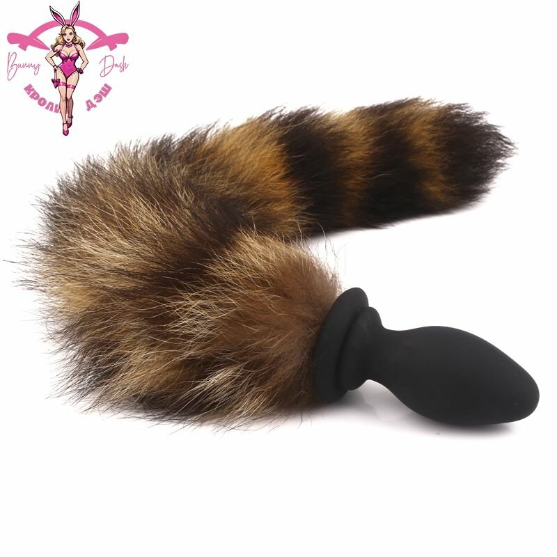 Анальная пробка с хвостом / Вибропробка Вибратор с пультом, Кролик Дэш