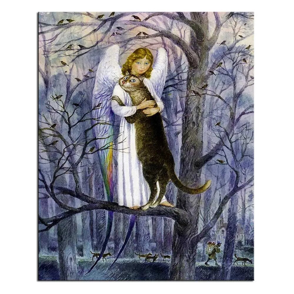 Настенный принт Jack York Кот Белый, 17, 10x15cm Canvas