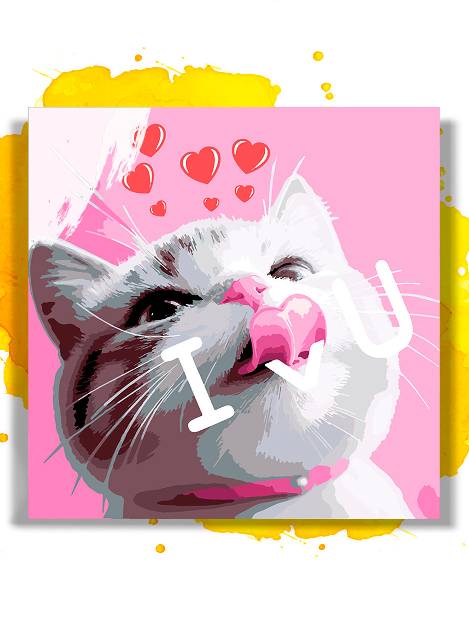 Картина по номерам на холсте I love U кот, 50 х 50 см