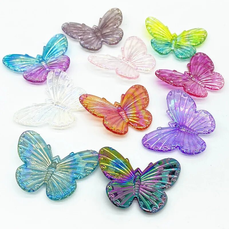 Акриловые бусины в форме бабочки LXGSMBENTENG 10 шт. 10PCS, 11 Random Mixing