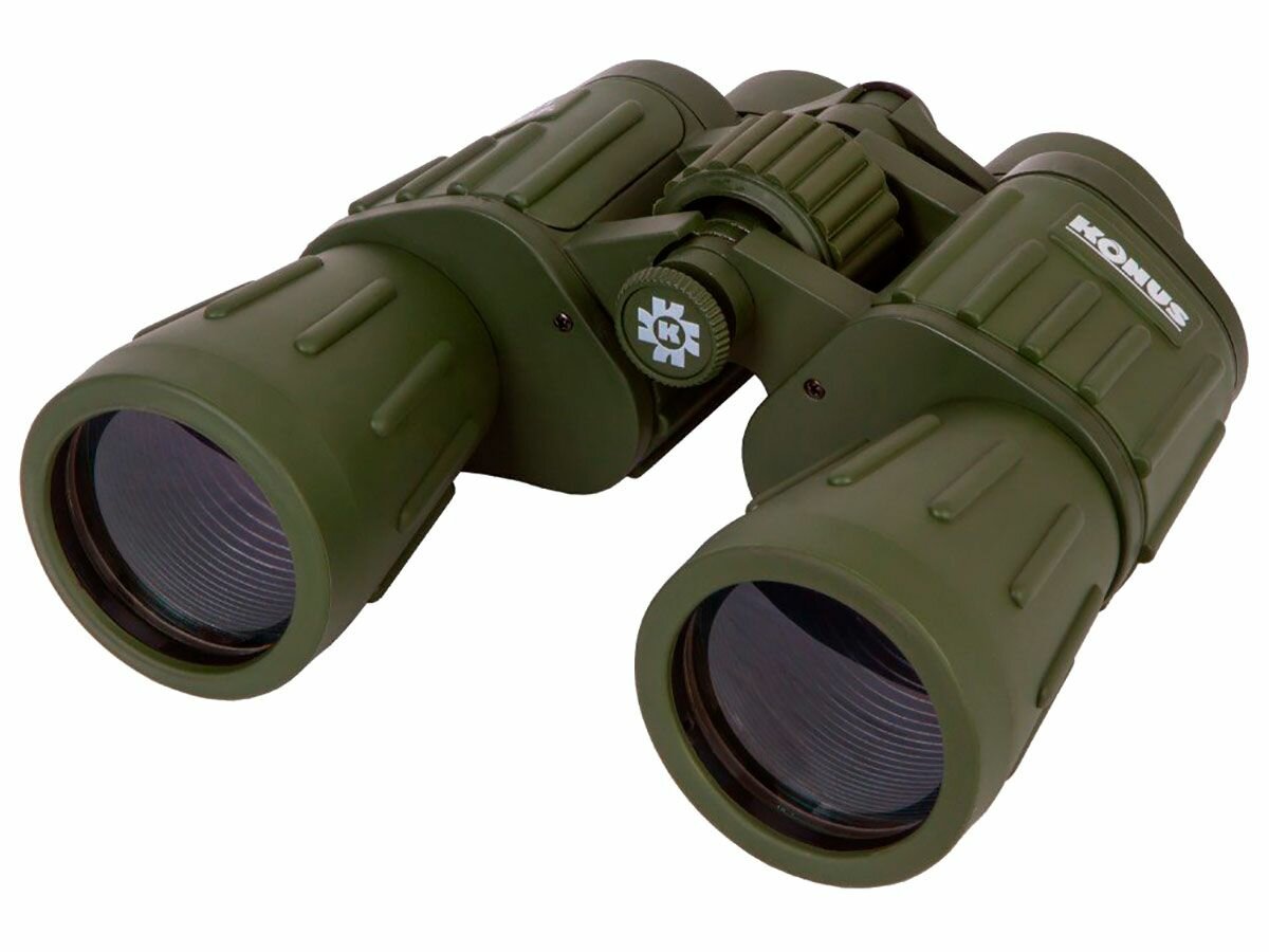 Бинокль мощный профессиональный Konus ARMY 7x50, Porro-призмы, Bak-4, прорезиненный корпус, штативное гнездо