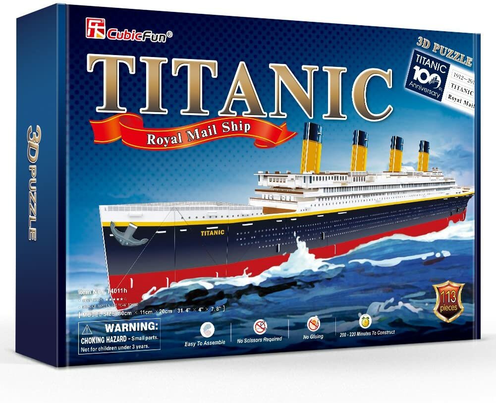3D пазл CubicFun Корабль Титаник, 113 деталей Т4011h