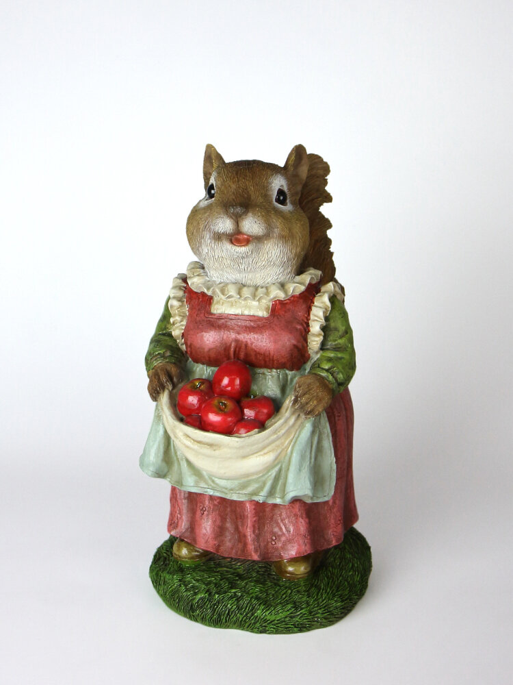 Фигурка садовая Magic Art "Белка с яблоками", полистоун, разноцветная, 16x13x27 см