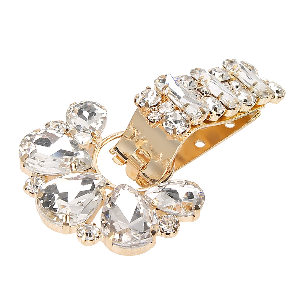 Пряжка со стразами в форме капли воды для самостоятельного шитья обуви и одежды (белая в форме капли воды)