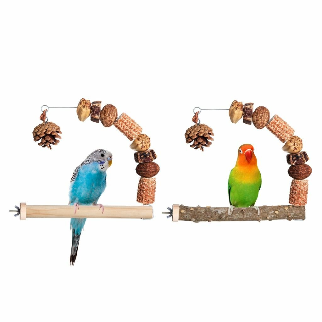 Игрушки для домашних животных, Игрушка для птиц с шишками и фруктами - 2 штуки в наборе, 1 комплект