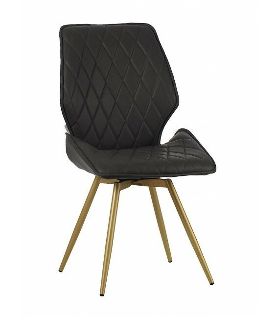 DC231 Стул мягкий поворотный 180, антрацит экокожа, каркас металл, шампань круглый