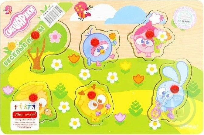 Пазл Союзмультфильм Малышарики на прогулке, 6 деталей, 22,5х15 см, дерево Смешарики (GT4924)