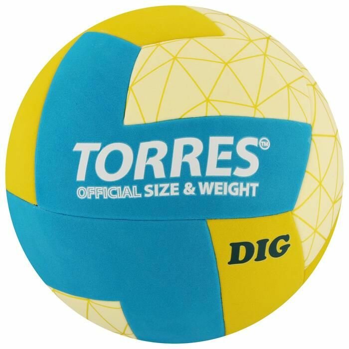 Мяч волейбольный Torres Dig, клееный, 12 панелей, размер 5, 283 г (6883870)