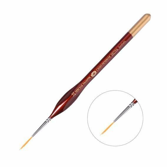 Художественная кисть ЗХК "Декола", синтетика, №2/0, круглая, лайнер, треугольная короткая ручка (237191/2/0)