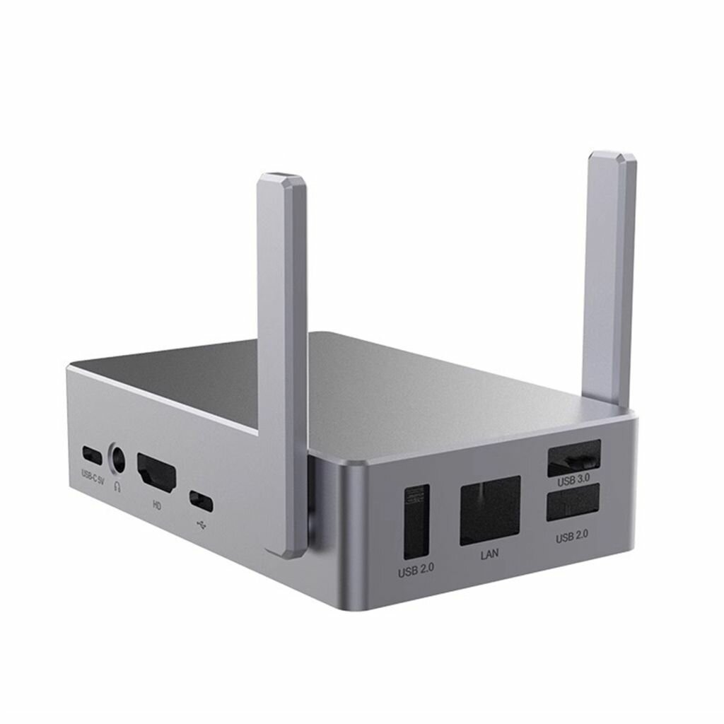 Оранжевый корпус из алюминиевого сплава Pi 5/5B с антенной