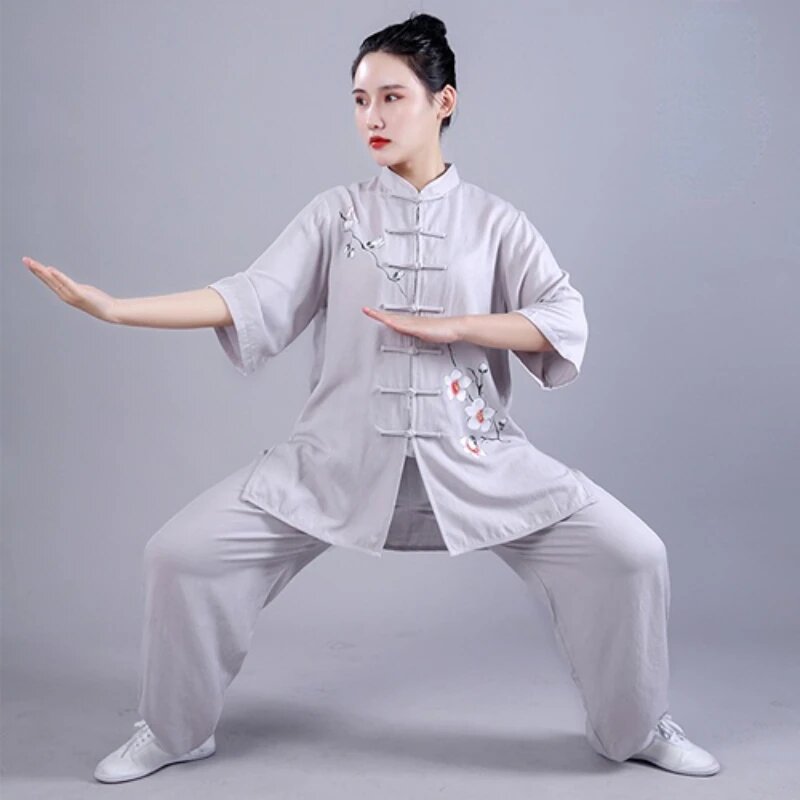 Бюифет Хлопковый костюм для Тай-Чи Белый, L, as picture