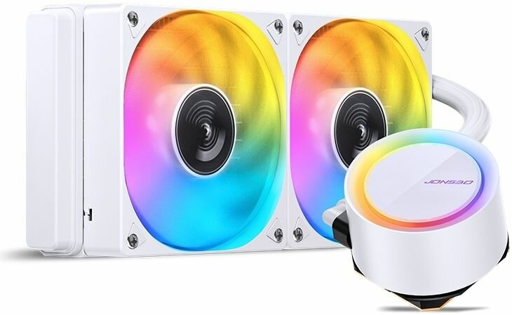 Система водяного охлаждения для ПК Jonsbo Комплект водяного охлаждения TG-240 ARGB White LGA 2011/1700/1200/115X/AM5/AM4 (TDP 260W, ARGB FAN and PUMP, PWM, DUAL FAN 120mm, белый) RET