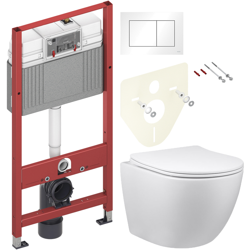Комплект Унитаз подвесной Vincea Globo + Инсталляция TECE Base 9400413 4 в 1 с кнопкой смыва
