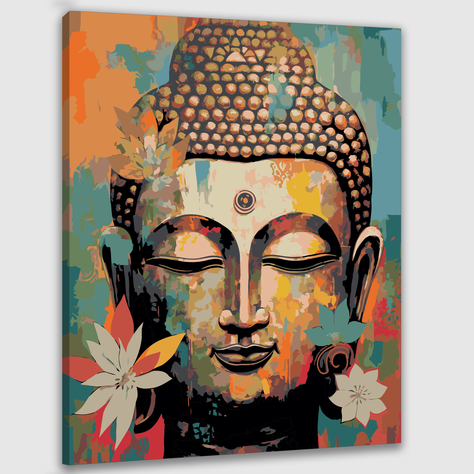 Картина по номерам 40x50 см, Будда, акриловая краска, коллаж, яркие цвета, смелые мазки, энергия, жизнестойкость