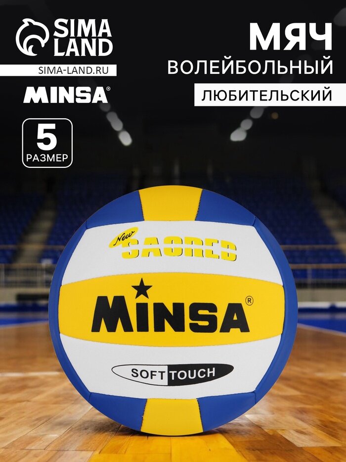 Волейбольный мяч MINSA, машинная сшивка, 18 панелей, размер 5, TPU