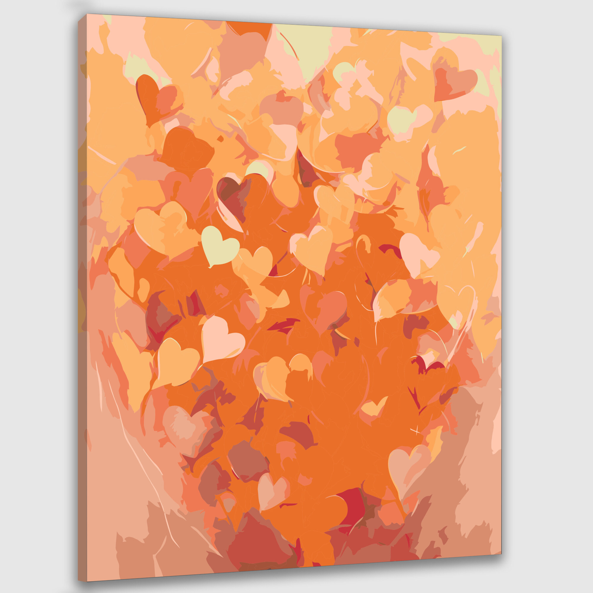 Картина по номерам 40x50 см, картина, масло, сердца, красота, переплетение, мазки кисти, цветовая палитра, красный